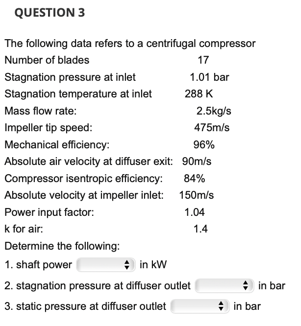 Solved QUESTION 3 The following data refers to a centrifugal | Chegg.com