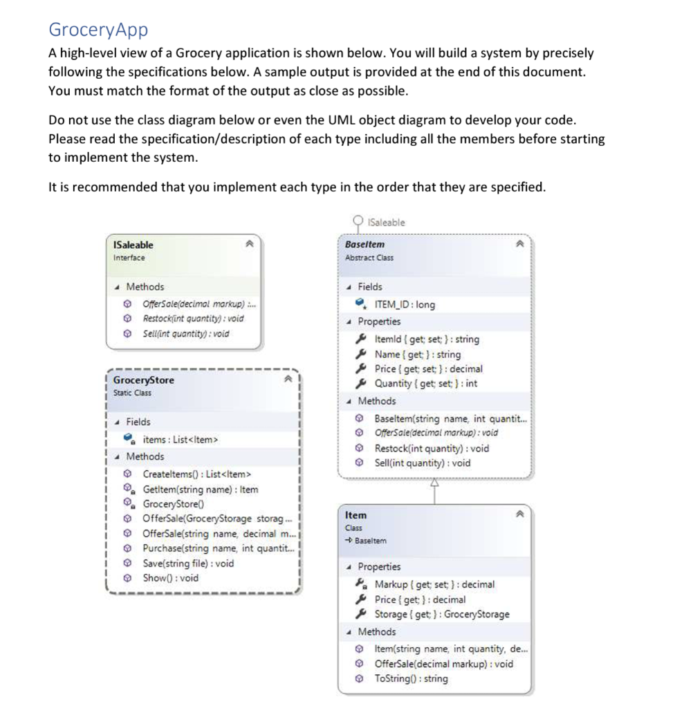 Solved GroceryApp A high-level view of a Grocery application | Chegg.com