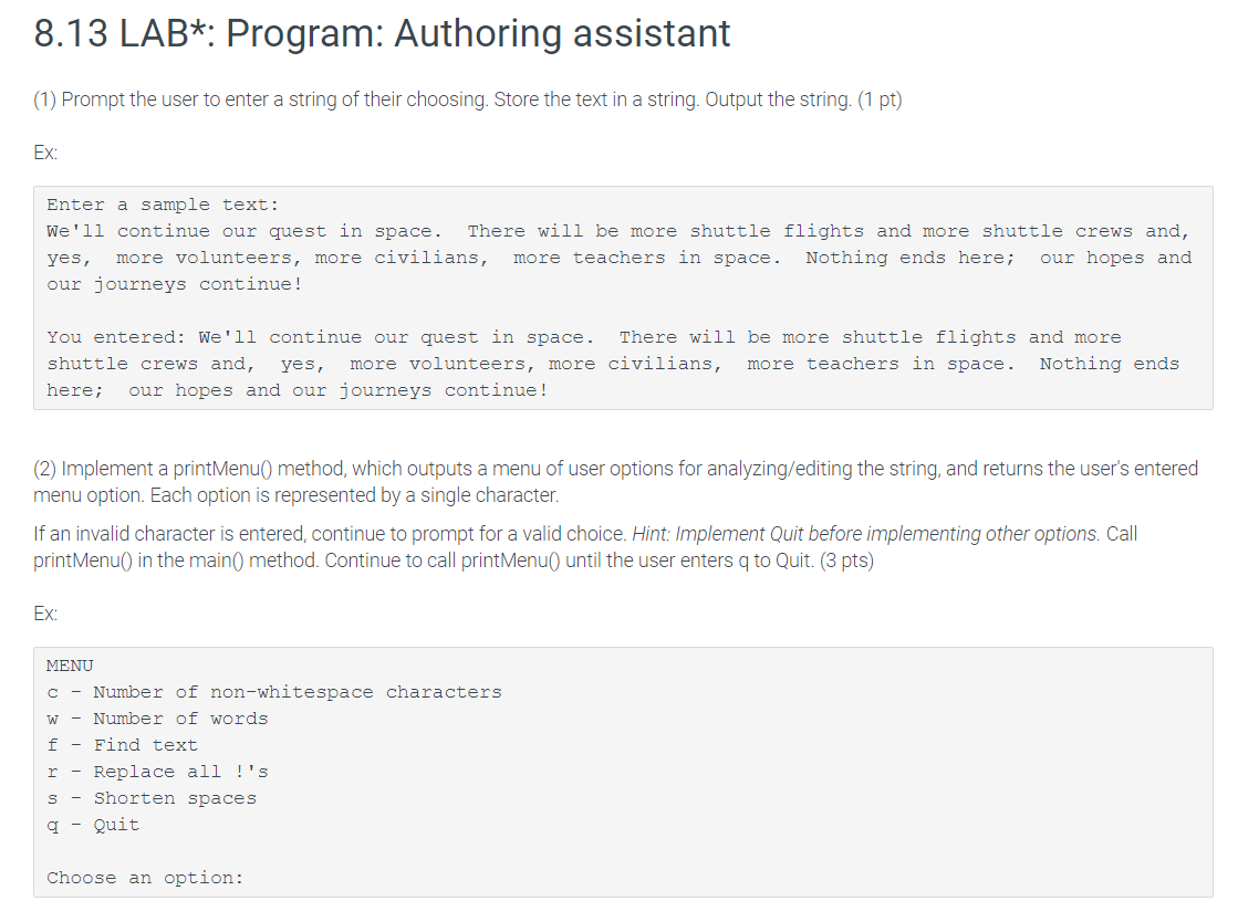 (Solved) : 813 Lab Program Authoring Assistant 1 Prompt User Enter ... (Solved) : 813 Lab Program Authoring Assistant 1 Prompt User Enter ...