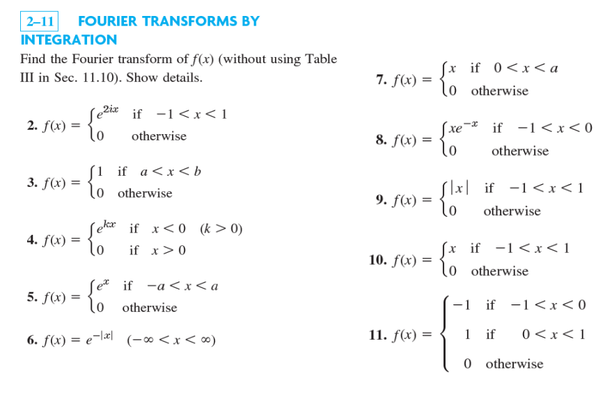 Solved 2-11 FOURIER TRANSFORMS BY INTEGRATION Find the | Chegg.com