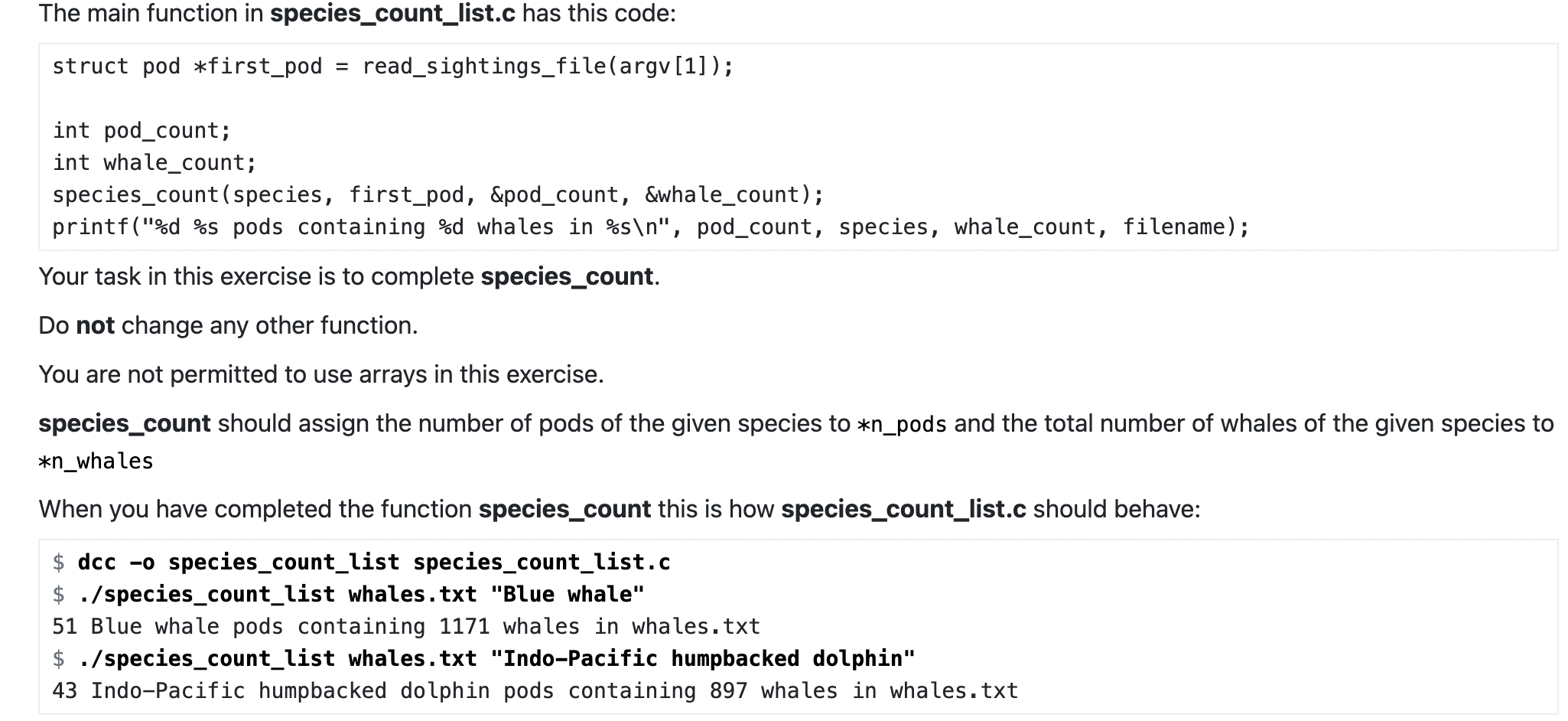 Solved Counting A Whale Species in a List Download | Chegg.com