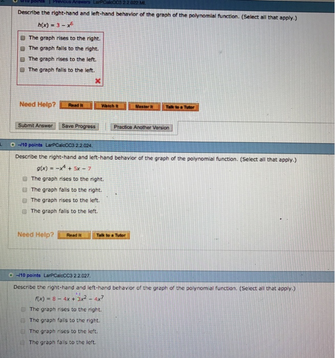 Solved Describe the right-hand and left-hand behavior of the | Chegg.com