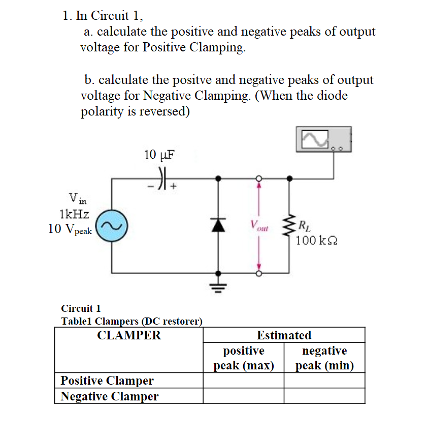 Solved 1. In Circuit 1, a. calculate the positive and | Chegg.com