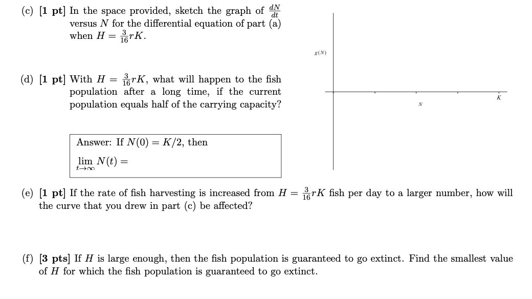 Solved IQ7-1 Logistic equation with harvesting In a pristine | Chegg.com