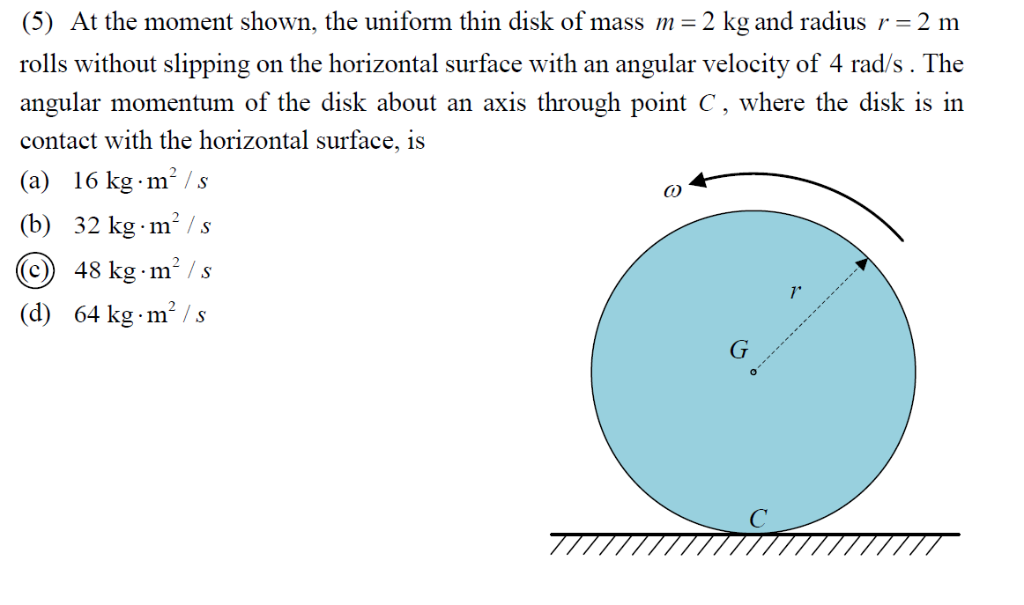 Solved (5) At the moment shown, the uniform thin disk of | Chegg.com