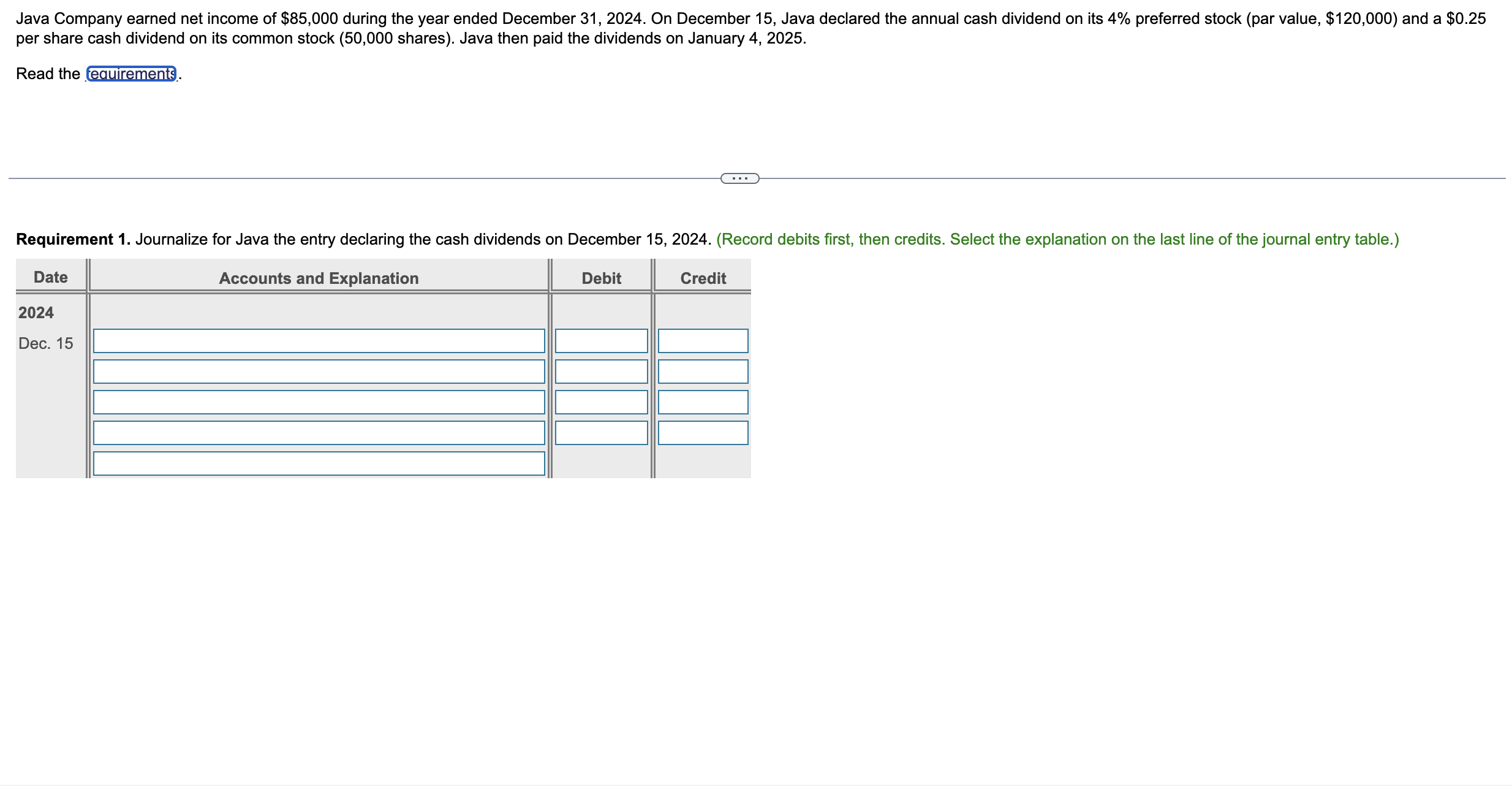 Solved Requirements 1. Journalize for Java the entry | Chegg.com