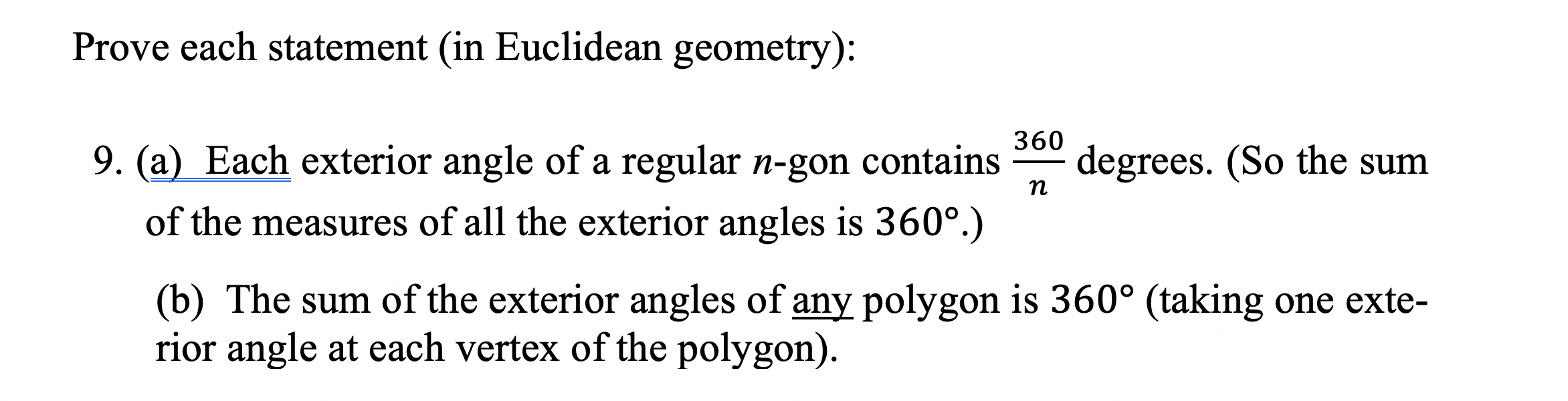 Solved Prove each statement (in Euclidean geometry): 9. (a) | Chegg.com