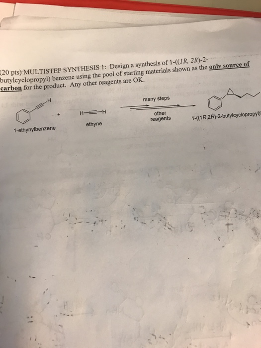 Solved 20 pts) MULTISTEP SYNTHESIS 1: Design a synthesis of | Chegg.com Solved 20 pts) MULTISTEP SYNTHESIS 1: Design a synthesis of | Chegg.com