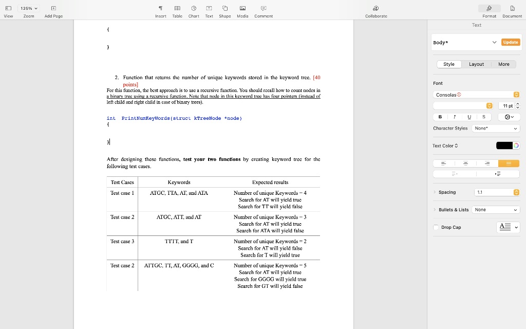 Solved D View 125% Zoom Add Page T D O Insert Table Chart | Chegg.com