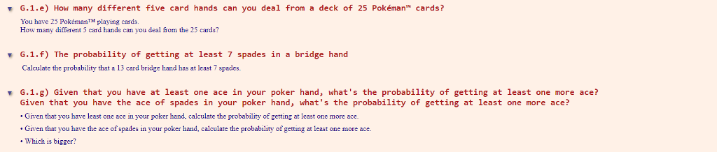 Solved G.1.e) How many different five card hands can you | Chegg.com