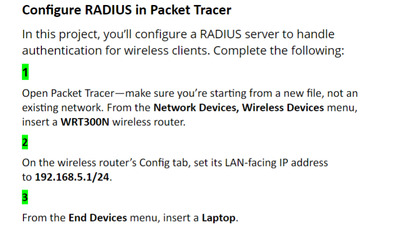 Solved Configure RADIUS in Packet Tracer In this project, | Chegg.com