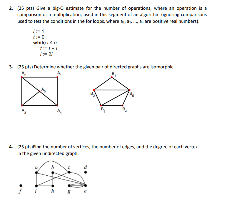 Solved 2. (25 pts) Give a big-O estimate for the number of | Chegg.com