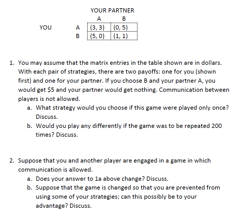 Solved 1. You may assume that the matrix entries in the | Chegg.com