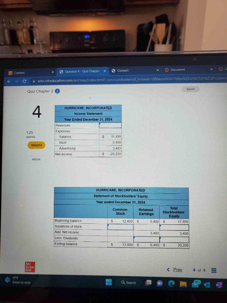 Solved Quiz Chapter 2 i Prev. 4 of 4 | Chegg.com