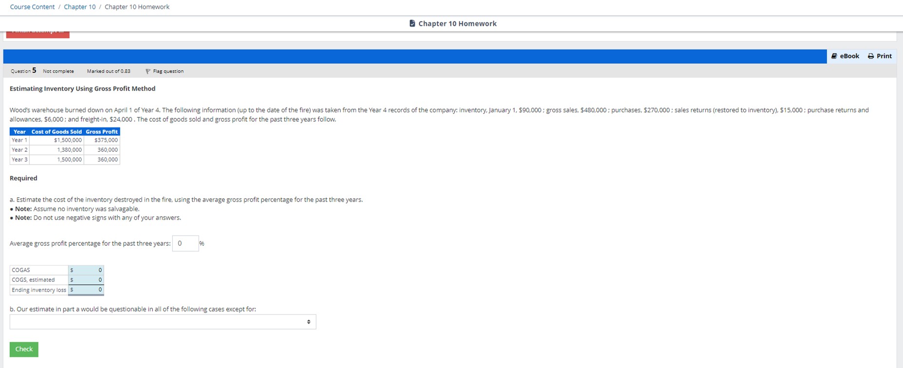 Solved Estimating Inventory Using Gross Profit | Chegg.com