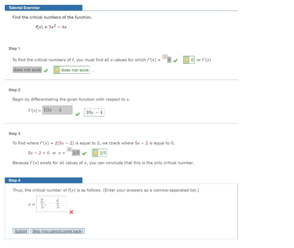 Solved Tutorial Exercise Find the critical numbers of the | Chegg.com
