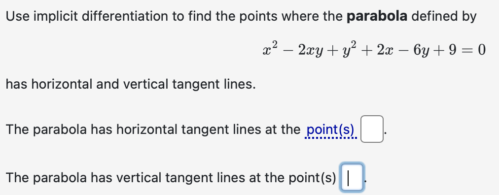 Solved Use implicit differentiation to find the points where | Chegg.com