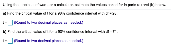 Solved Using the t tables, software, or a calculator, | Chegg.com