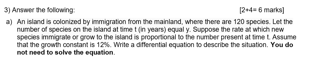 Solved 3) Answer the following: [2+4= 6 marks] a) An island | Chegg.com