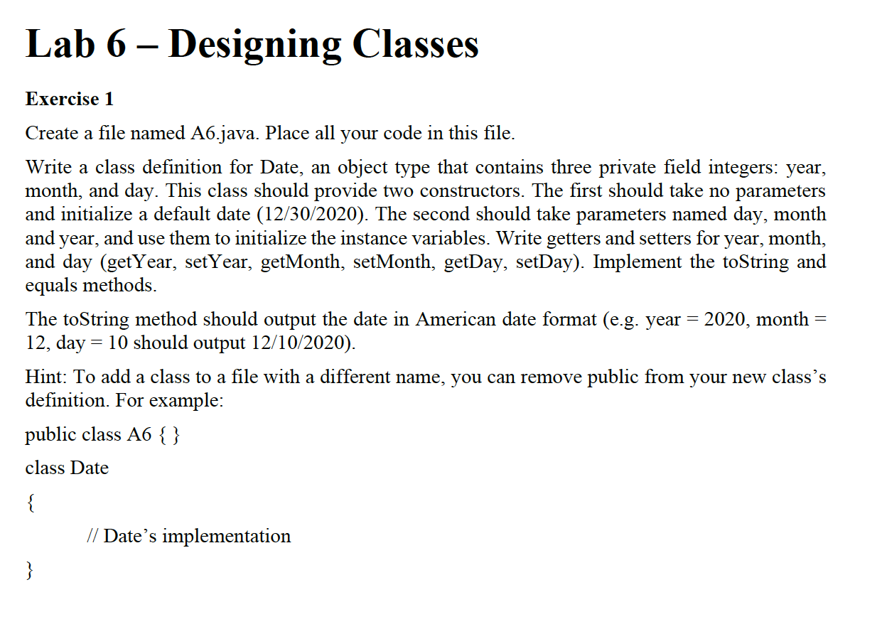 Solved Lab 6 Designing Classes Exercise 1 Create A File 