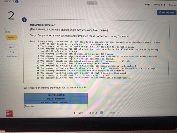 Solved Saved Help Save & Exit Submit 2 Check my work | Chegg.com