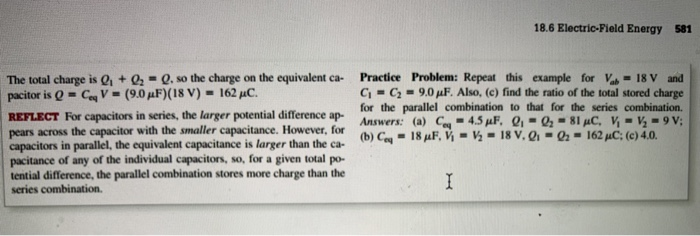 Solved EXAMPLE 18.s Capacitors in series and in parallel Now | Chegg.com