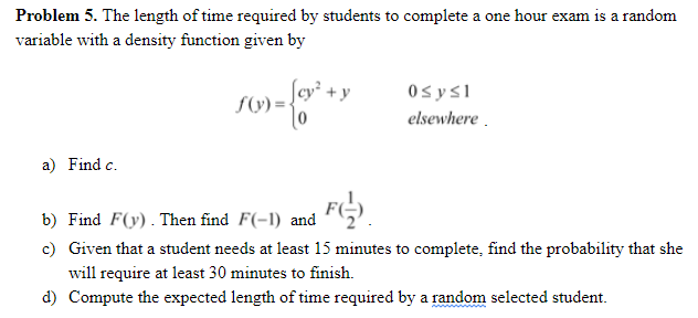 Solved Problem 5. The length of time required by students to | Chegg.com