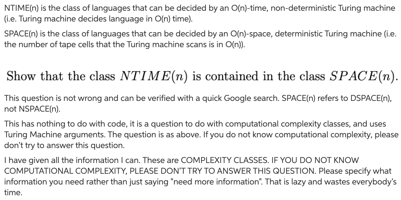 NTIME(n) is the class of languages that can be | Chegg.com