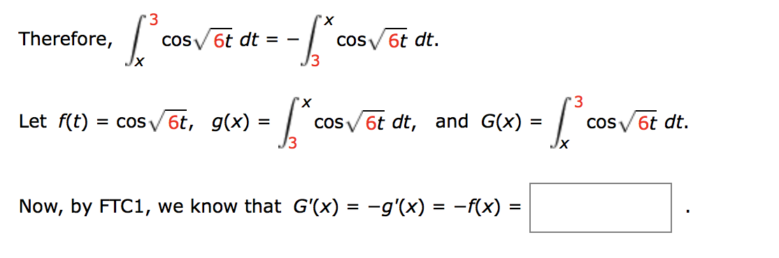 Solved Therefore, | Cos cos vĞt dt = -6°C cos 6t dt. X х Let | Chegg.com