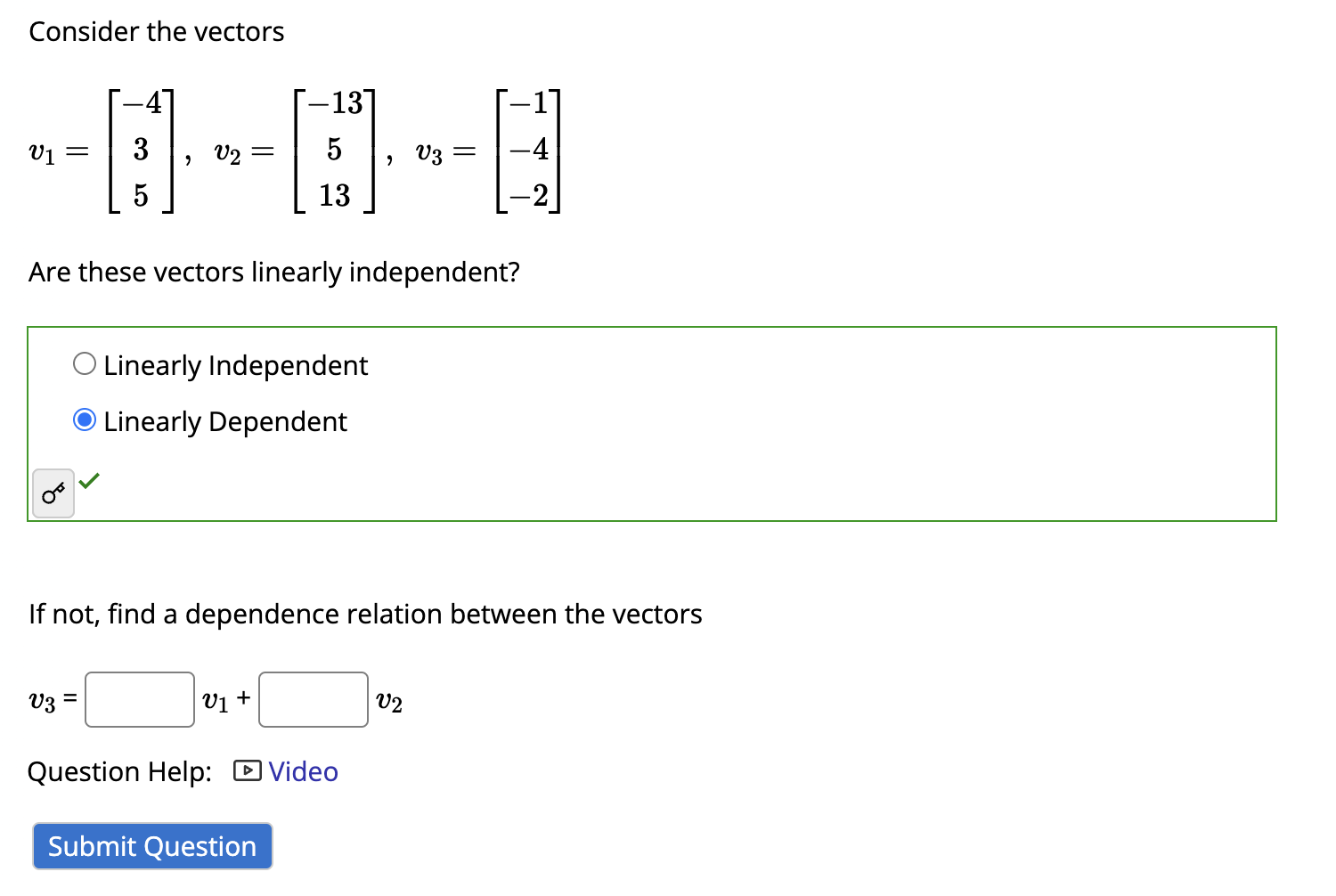 Solved Consider the vectors | Chegg.com