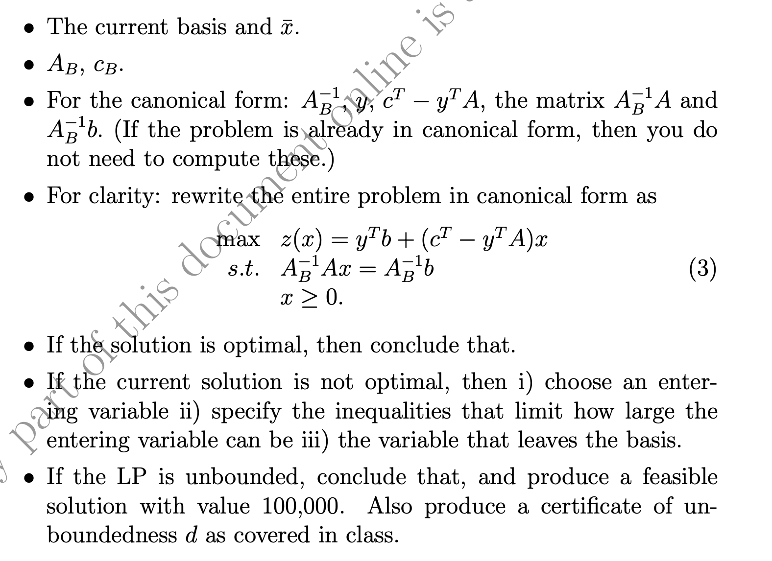 Solved 3. (40 points) Consider the LP in SEF with | Chegg.com