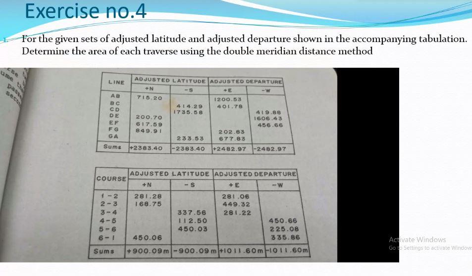 Solved Exercise no.4 For the given sets of adjusted latitude | Chegg.com