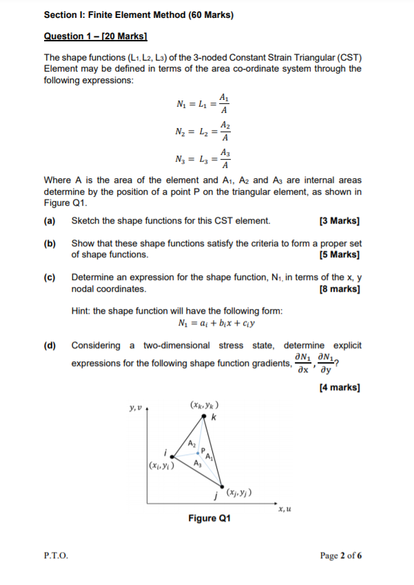 Section 1: Finite Element Method (60 Marks) Question | Chegg.com