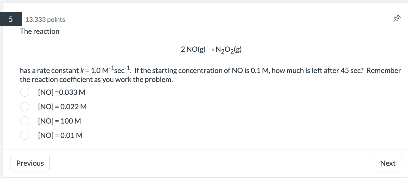 Solved \\[ 2 \\mathrm{NO}(\\mathrm{g}) \\rightarrow | Chegg.com