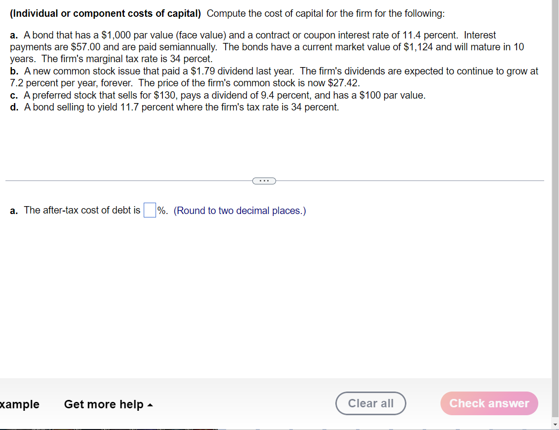 Solved (Individual or component costs of capital) Compute | Chegg.com