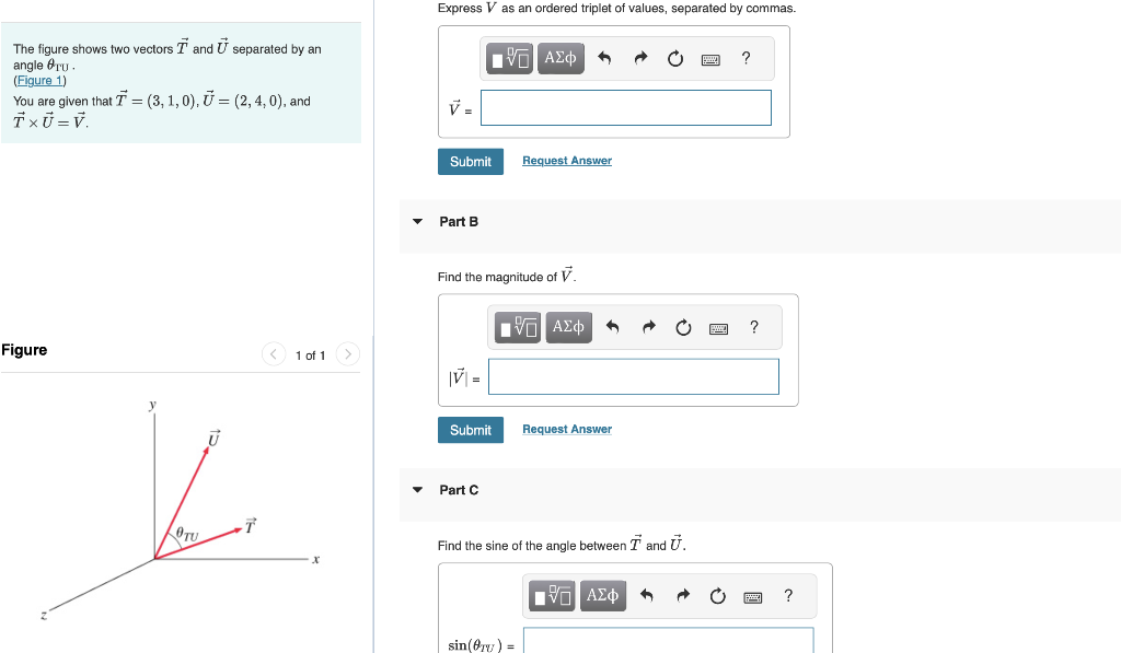 Solved Express V as an ordered triplet of values, separated | Chegg.com