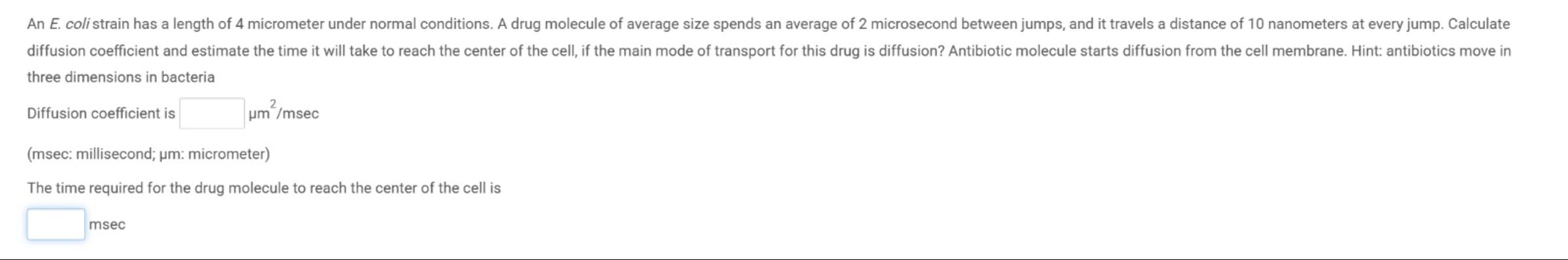 Solved three dimensions in ﻿bacteriaDiffusion coefficient | Chegg.com