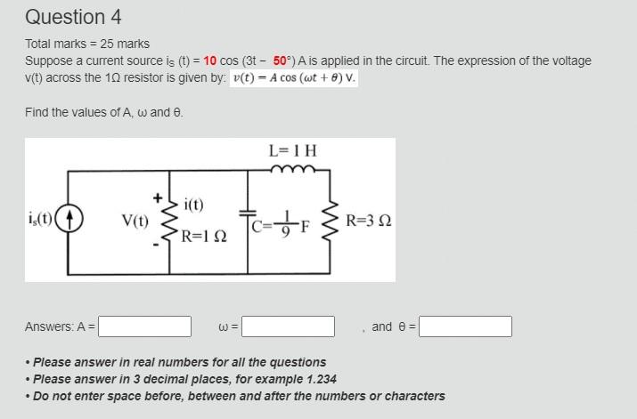 Solved Question 4 Total marks = 25 marks Suppose a current | Chegg.com