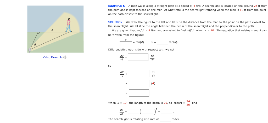 Solved EXAMPLE 5 A man walks along a straight path at a | Chegg.com
