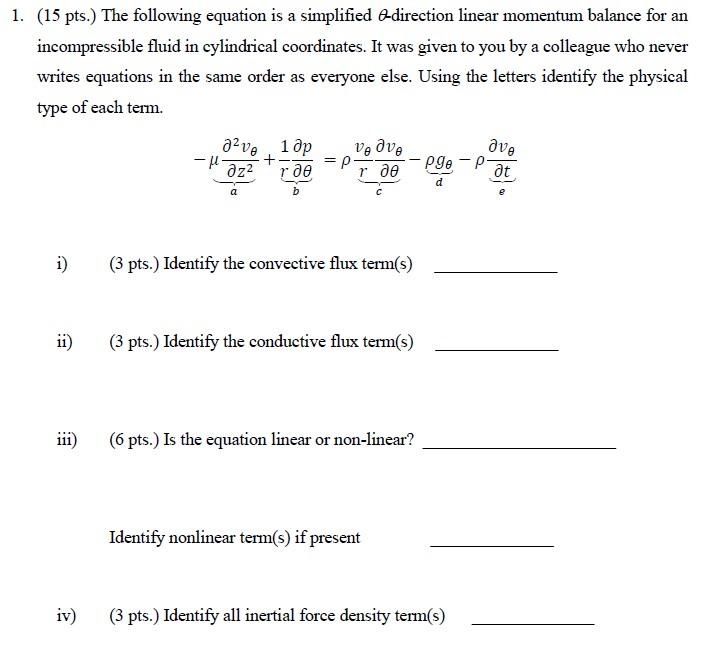 Solved 1. (15 pts.) The following equation is a simplified | Chegg.com