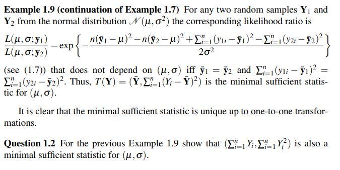 Solved Example 1.9 (continuation of Example 1.7) For any two | Chegg.com