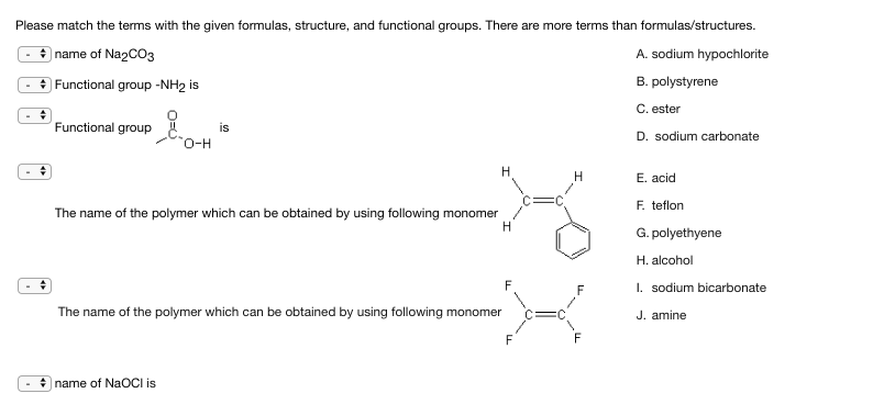 Solved Please match the terms with the given formulas, | Chegg.com