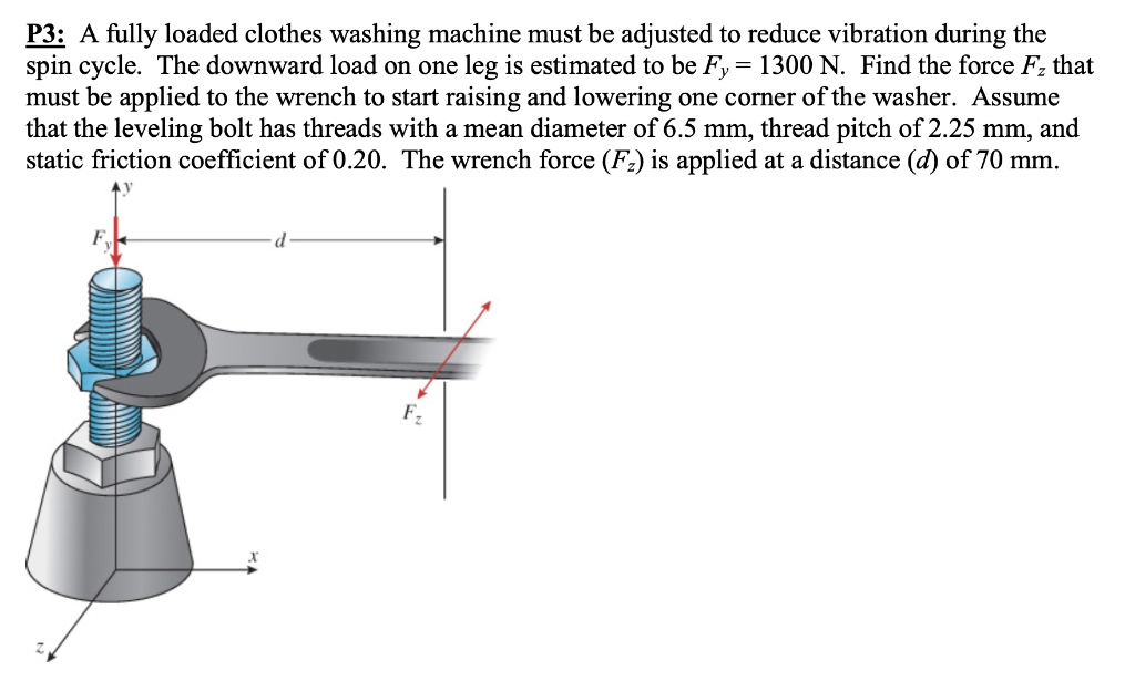 Solved P3: A fully loaded clothes washing machine must be | Chegg.com