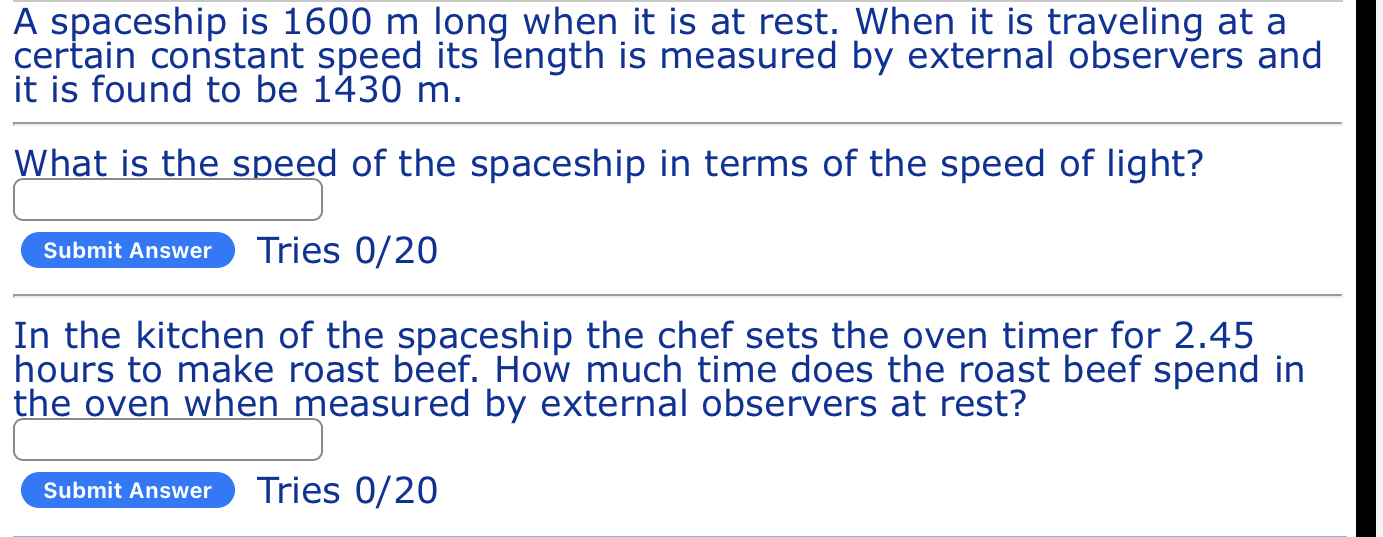 Solved A spaceship is \\( 1600 \\mathrm{~m} \\) long when it | Chegg.com