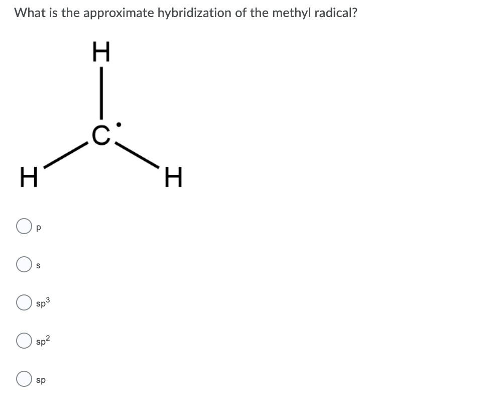 Solved What is the approximate hybridization of the methyl | Chegg.com