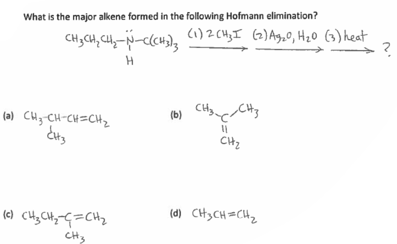 Solved What is the major alkene formed in the following | Chegg.com