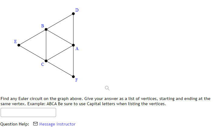 Solved D B E А F Find any Euler circuit on the graph above. | Chegg.com