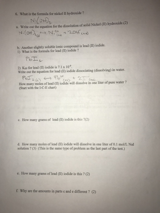 Solved What is the formula for nickel II hydroxide? a. | Chegg.com