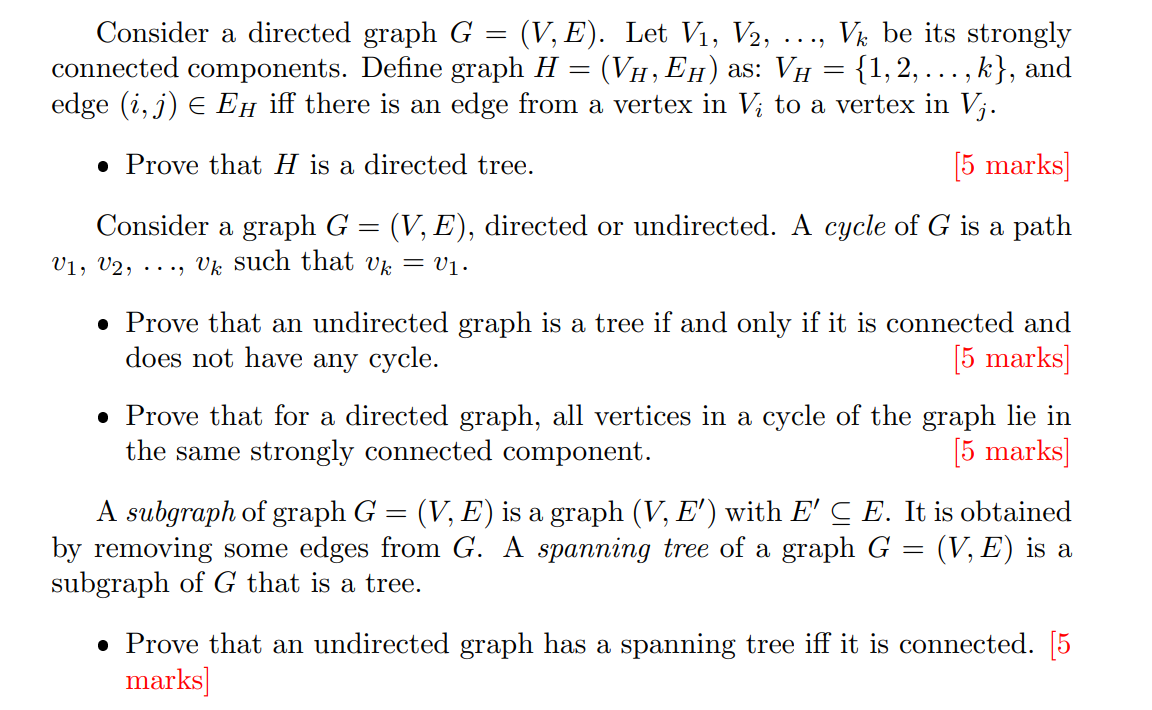 Solved Consider a directed graph G=(V,E). Let V1,V2,…,Vk be | Chegg.com