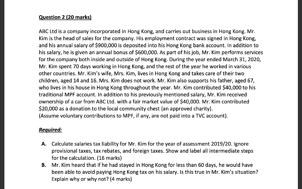 ABC Ltd is a company incorporated in Hong Kong, and | Chegg.com